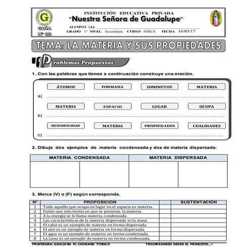 Guia materia y sus propiedades | DOCX