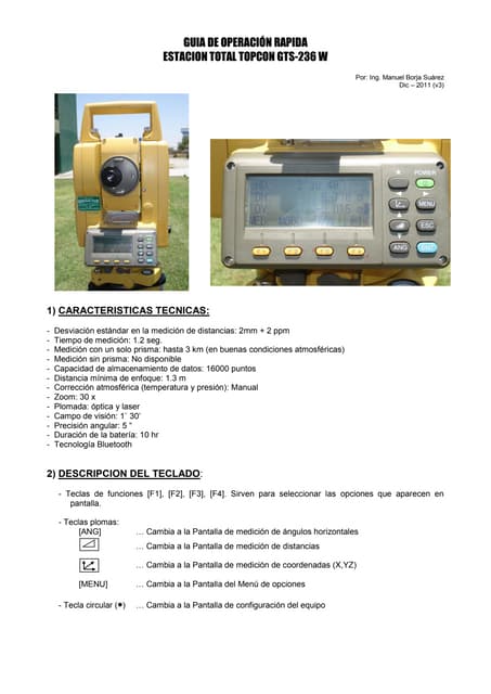 Manejo de Estacion total Topcon ES105 | PDF