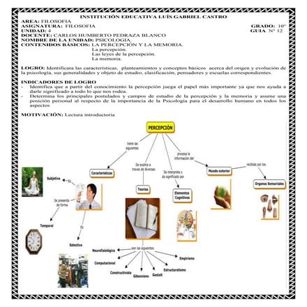 Guia 12 psicología la percepción y la memoria filosofía 10° colcastro ...