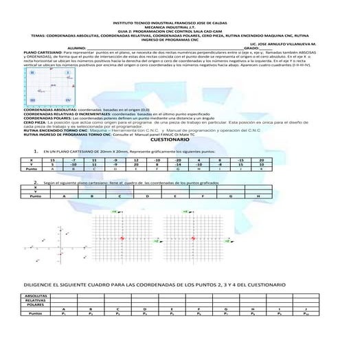 Guia 1 coordenadas, cero pieza, rutinas torno cnc | DOCX