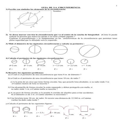 Guia 1 De Circunferencias Solo PeríMetros | DOC