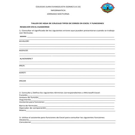 guia 1 p2 c6 - errores en excel.docx | Computing | Technology & Computing