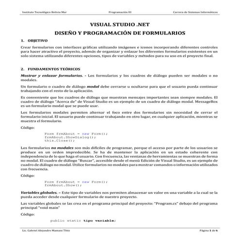 Visual .NET - Diseño y Programación de formularios | PDF