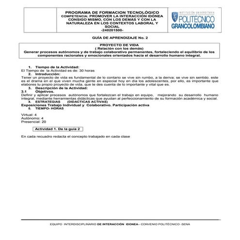 Guia 2 relacion con los demas | DOC