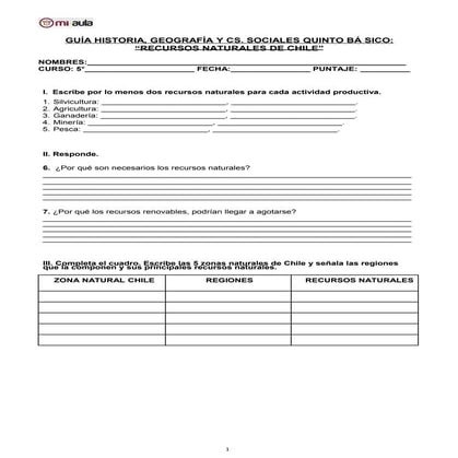 Prueba recursos naturales | DOCX