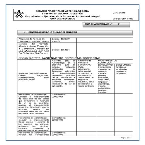 Portada de plan de mantenimiento preventivo | DOCX