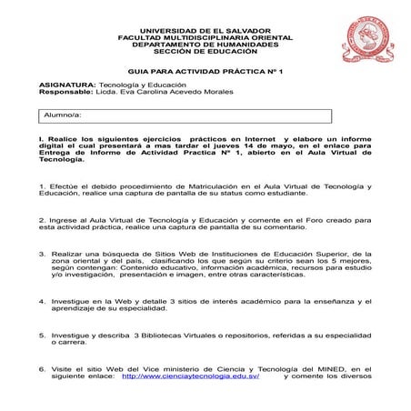 Guía para Actividad Práctica Nº 1 | PDF