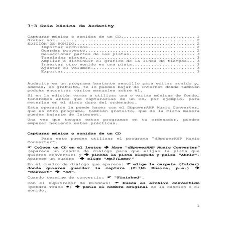 Audacity menu y herramientas | PDF