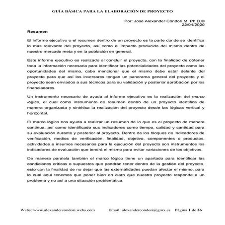 Guía básica de presentación de proyecto | PDF