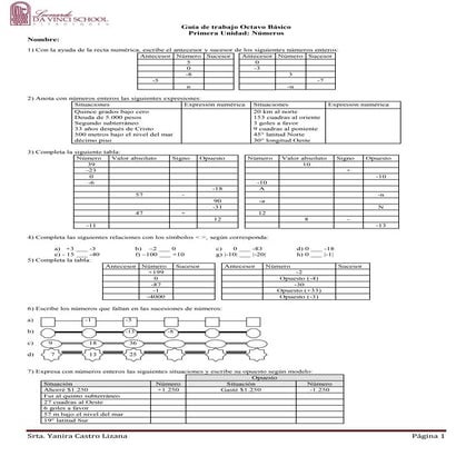 Guía complemento Unidad Números | PDF | Homework and Study | Education