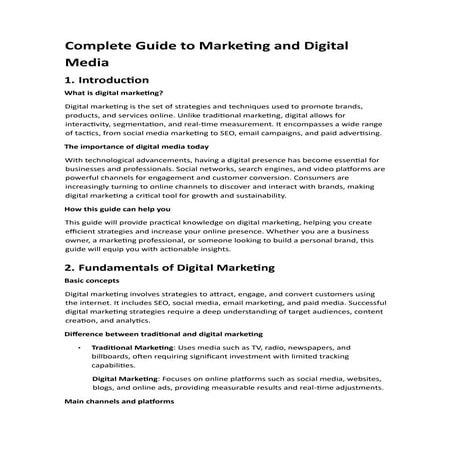 Complete Guide to Marketing and Digital Media | PDF