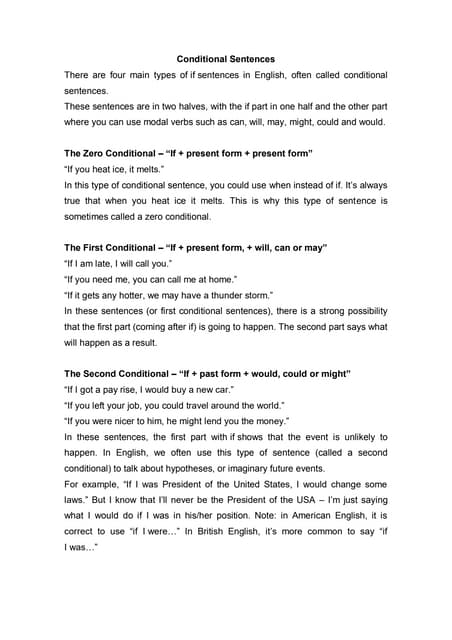 Ejercicios de zero and primer condicional pdf | PDF