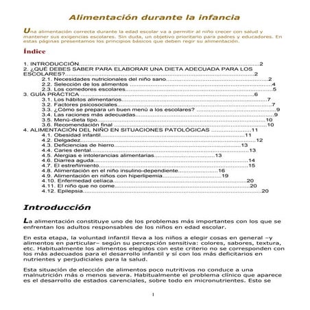 Guia de alimentacion y salud infancia | PDF
