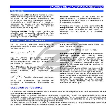 Guia de calculo de alttura manometrica | PDF