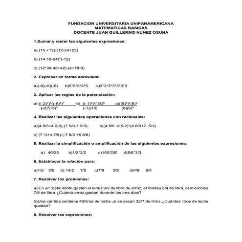 Guia de matematicas basicas general | DOCX