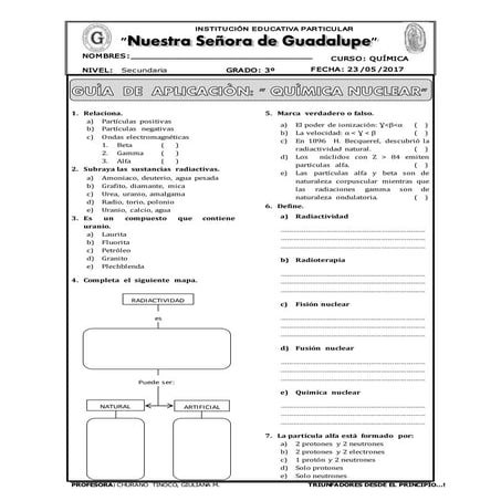 Guia de quimica nuclear | DOCX | Chemistry | Science