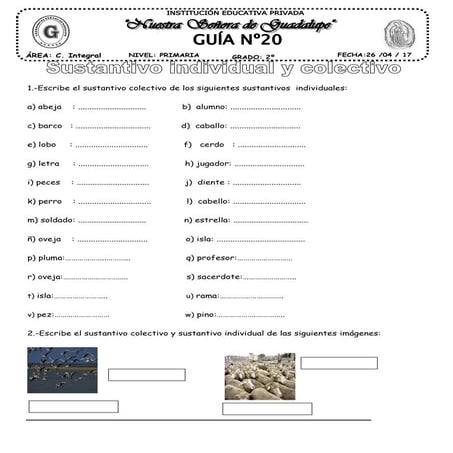 Guia de sustantivo individual y colectivo 1 | PDF
