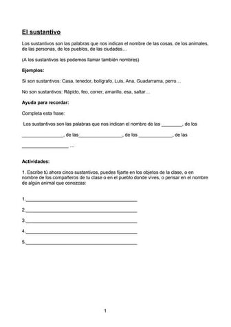 Hoja De Trabajo De Sustantivo Comun Y Sustantivo Propio