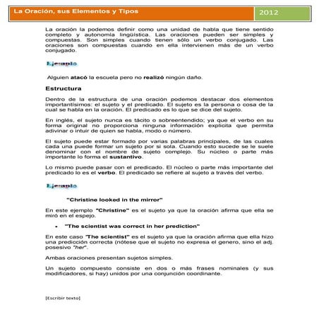Guía de tipos de oraciones | PDF