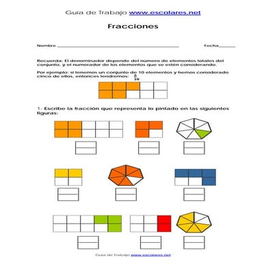 Hojas De Trabajo Sobre Conceptos De Fracciones