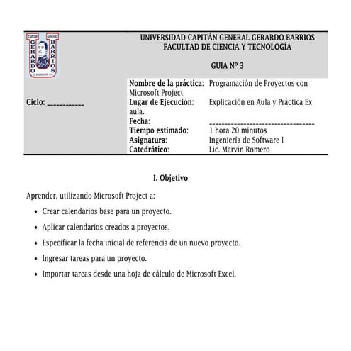Guia Nº 3; Project Creando Calendarios Personalizados | PDF