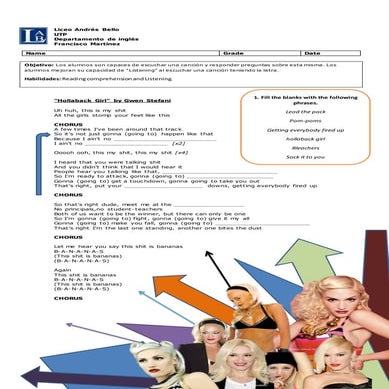 Listening introduction to "going to" "Hollaback girl" by Gwen Stefani ...