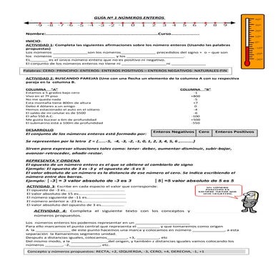 Guia nº 1 numeros enteros | DOC
