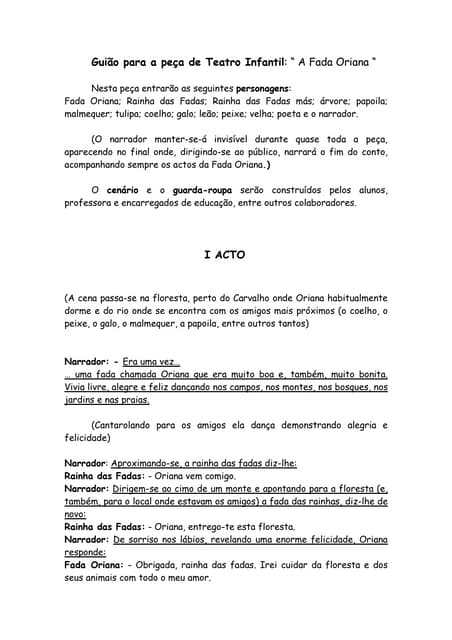 Guião - Teatro - A Bela Adormecida | PDF