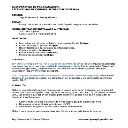 Guia practica secuenciales eclipse java 01 | PDF | Programming Languages | Computing