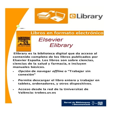 Guía de usuario Elsevier Elibrary. Universitat de València. | PDF