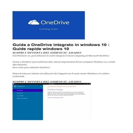 Guida a one drive integrato in windows 10 | PDF