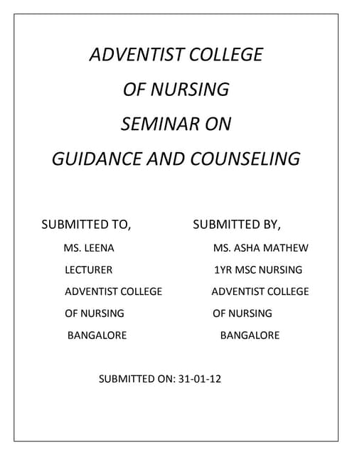 PRINCIPLES OF COUNSELLING | PPT