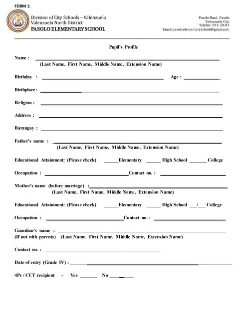 SF9 Card Grade I Sample Template 2025-2026 | DOCX