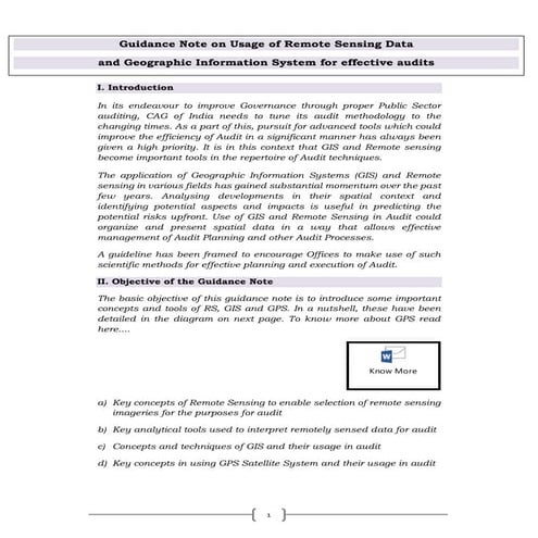 Guidance Note on Usage of Remote Sensing Data and Geographic Information System for audit | PDF