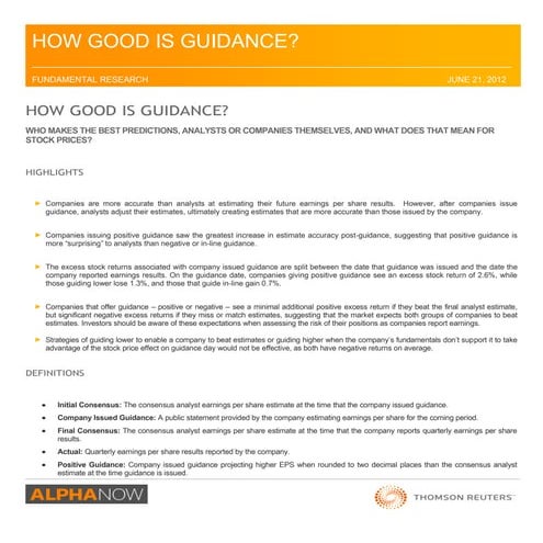 How Good is Guidance? | PDF | Stocks and Bonds | Personal Investing