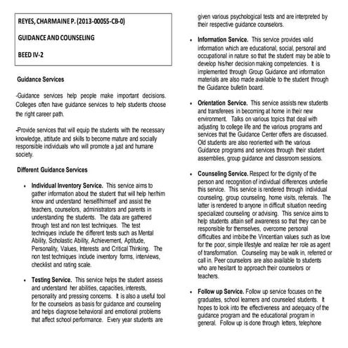 Guidance & counseling: Guidance Services | PPTX