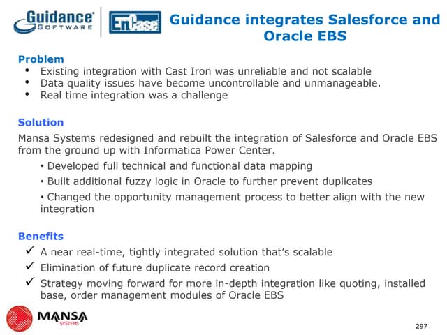 Guidance Software Integrates Salesforce And Oracle Ebs Ppt