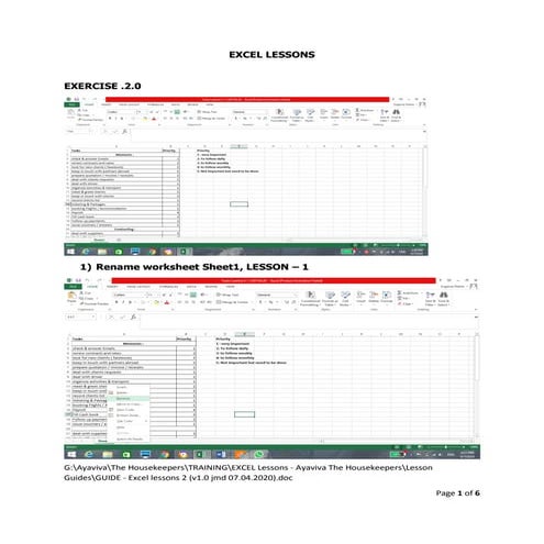 Guide excel lessons 2 (v1.0 jmd 07.04.2020) | PDF