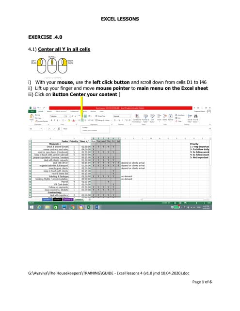 Guide excel lessons 6 (v1.0 jmd 17.04.2020) | PDF