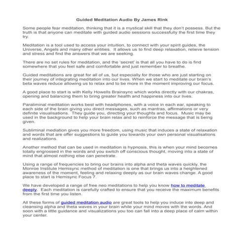 Guided Meditation Audio By James Rink | PDF