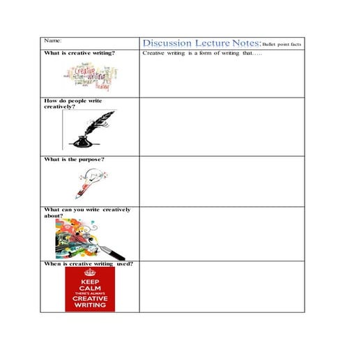 Guided notes for creative writing | DOCX