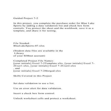 Guided Project 7-2In this project, you complete the purchase | DOCX