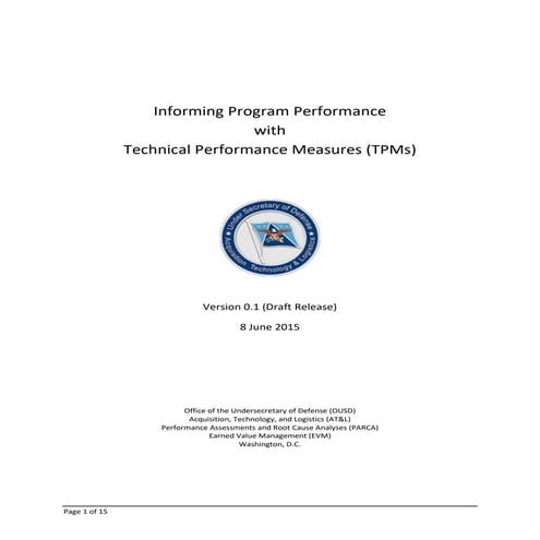 Informing Program Performance with Technical Performance Measures (TPMs ...