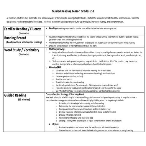 Guided reading lesson grades 2 3 | DOCX