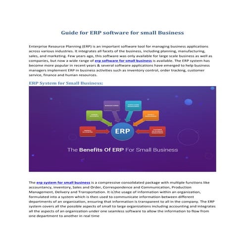 Guide for erp software for small business | PDF