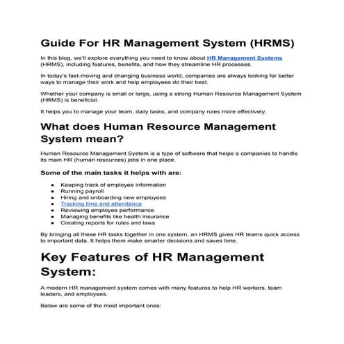 Guide For HR Management System (HRMS) - Webkul | PDF