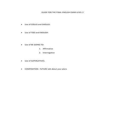 Guide for the final english exam level 2 | DOC