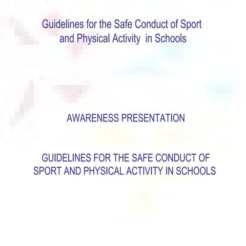 Guidelines for the Safe Conduct of Sport | PPT