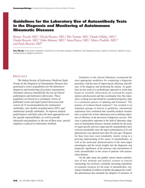 ANA (antinuclear antibody) test in Autoimmune Diagnose | PDF