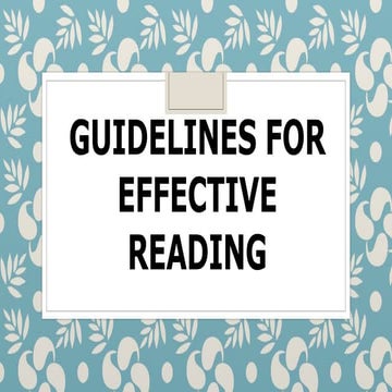 Guidelines for effective Reading | PPTX